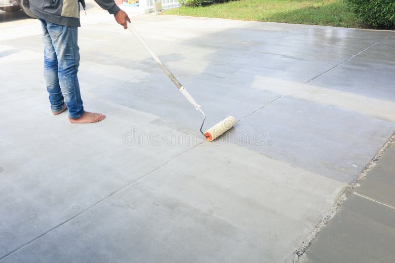 Worker To Skim Coat Surface of Concrete Pavement Floor or Slab Stock ...