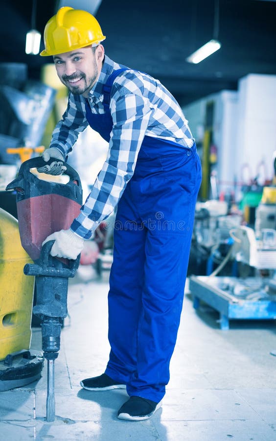 Worker To Work with Demolition Hammer Stock Photo - Image of demolition ...