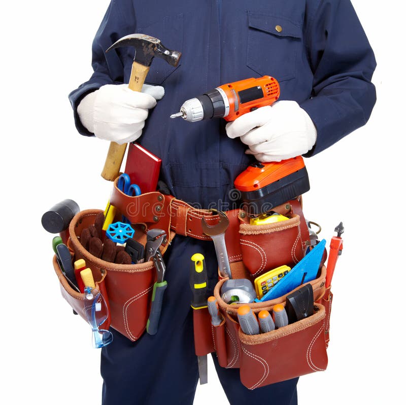 Worker with a tool belt. stock photo. Image of foreman - 35580156