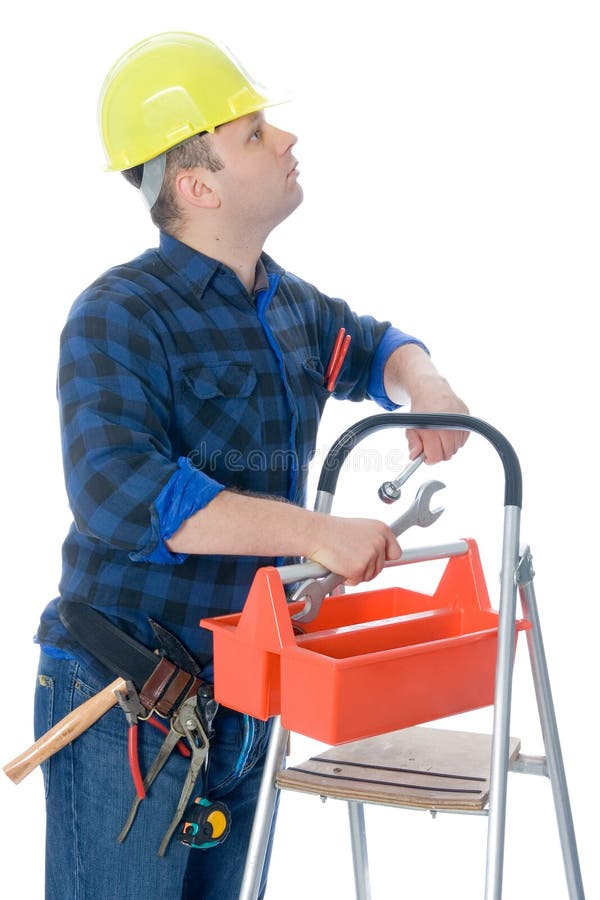 Worker and tool-box stock image. Image of occupation, hitting - 5632371