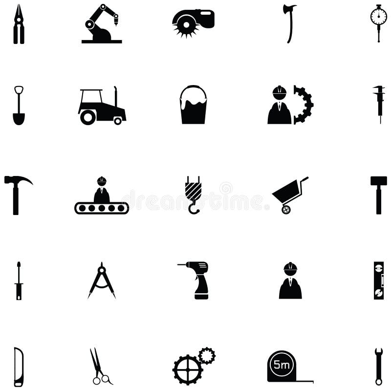 Worker tool icon set stock vector. Illustration of computer - 120574134