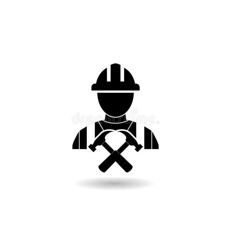 Worker with Tool Logo with Shadow Stock Vector - Illustration of line ...