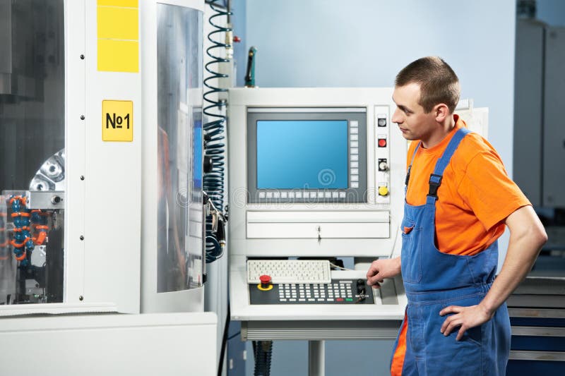 Maintenance Engineer Controlling Industrial Robotic Stock Image - Image ...