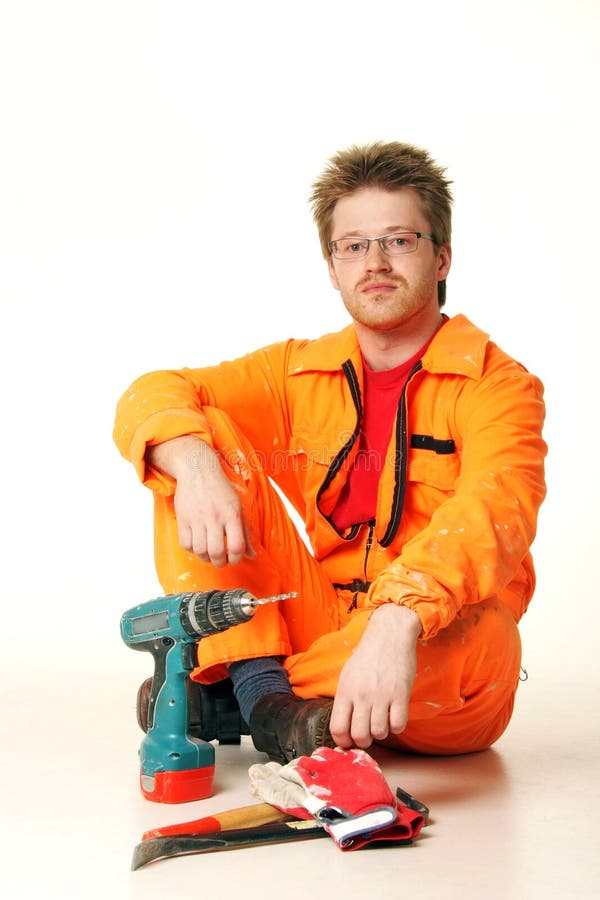 Worker with tools stock photo. Image of combination, construction - 9542520