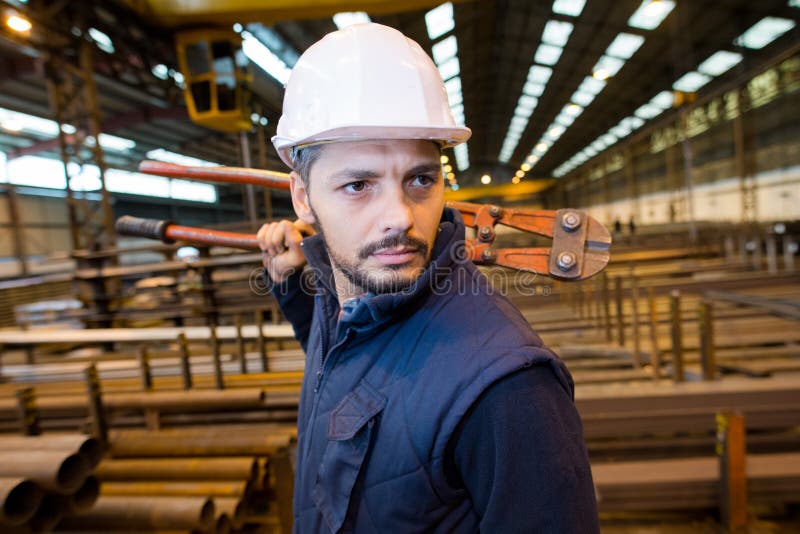 Worker with Tools in Factory Stock Photo - Image of dirty, equipment ...