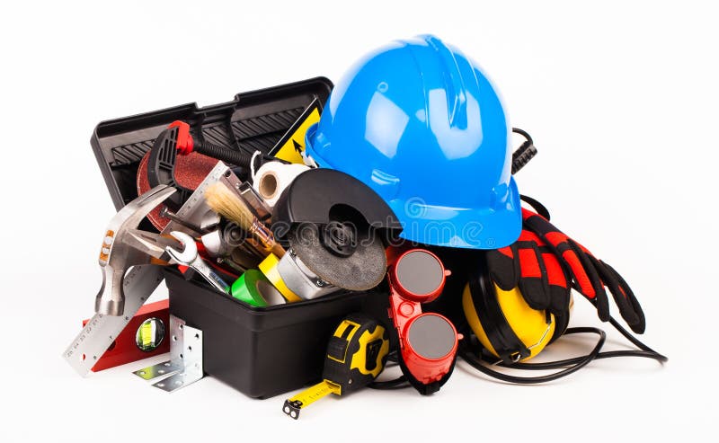 Worker Tools Isolated on White Stock Image - Image of gloves, paint ...