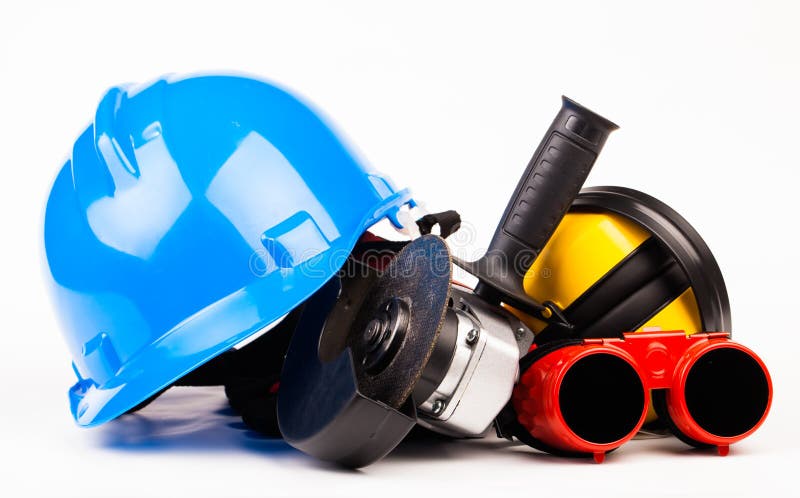 Worker Tools Isolated on White Stock Photo - Image of grinder, builder ...