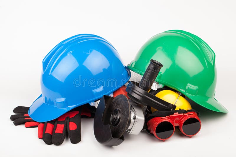 Worker Tools Isolated on White Stock Image - Image of protect, drill ...