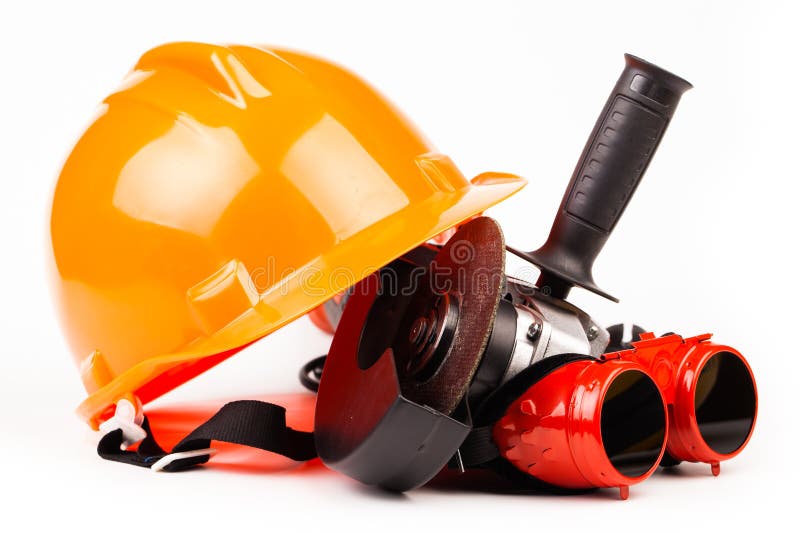 Worker Tools Isolated on White Stock Image - Image of drill, gloves ...