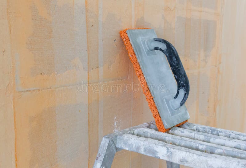 Small Steps and a Sponge Used for Plastering Stock Photo - Image of ...