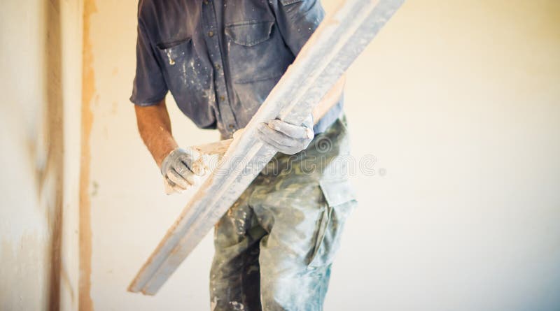 Worker with trowel stock image. Image of development - 74233677