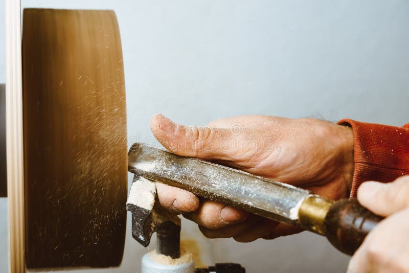 Lathe on a tree stock photo. Image of machine, manual - 109605780