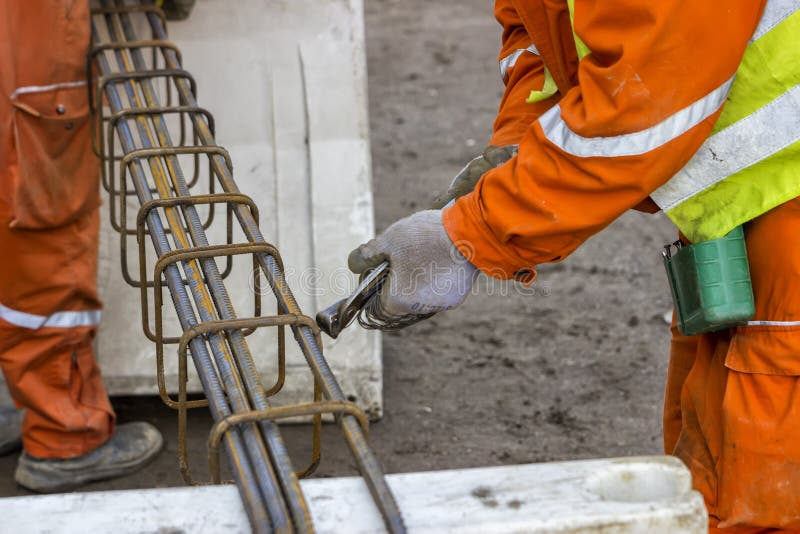 Worker tying rebar stock image. Image of fixer, building - 52128049