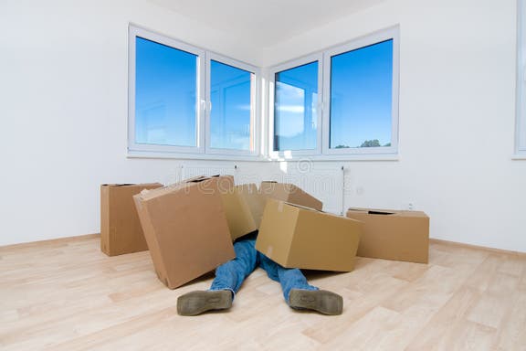 Worker under boxes stock photo. Image of underneath, accidental - 6401446