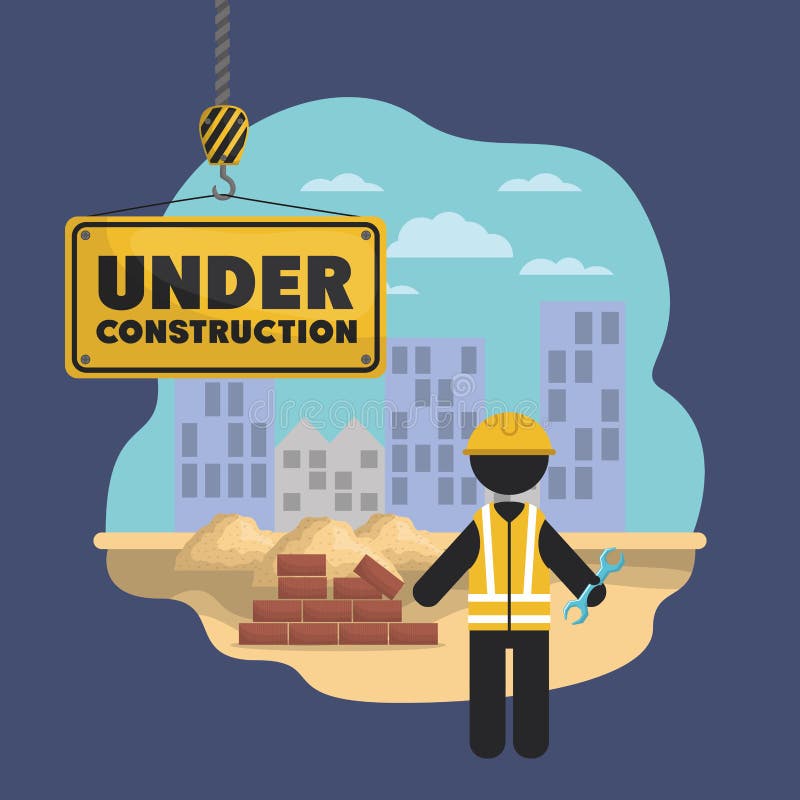 Worker Under Construction Place Vector Illustration Stock Illustration ...