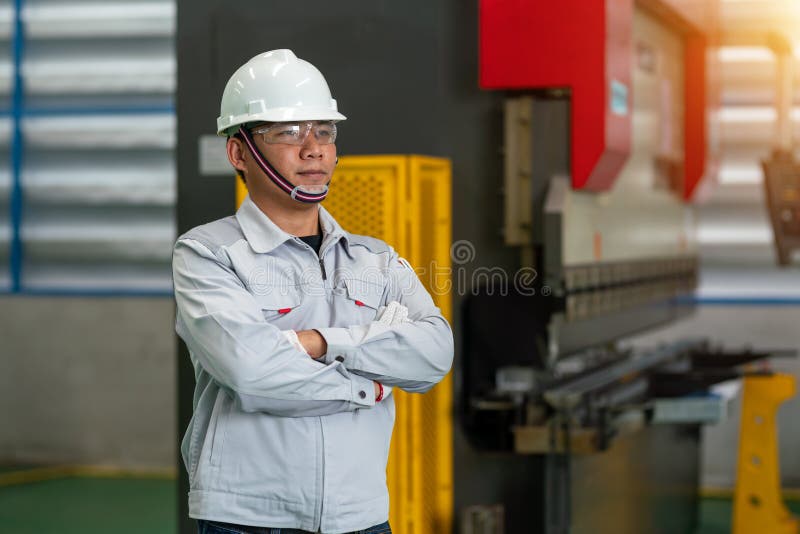 The Worker in the Uniform Machine Factory Stock Photo - Image of ...