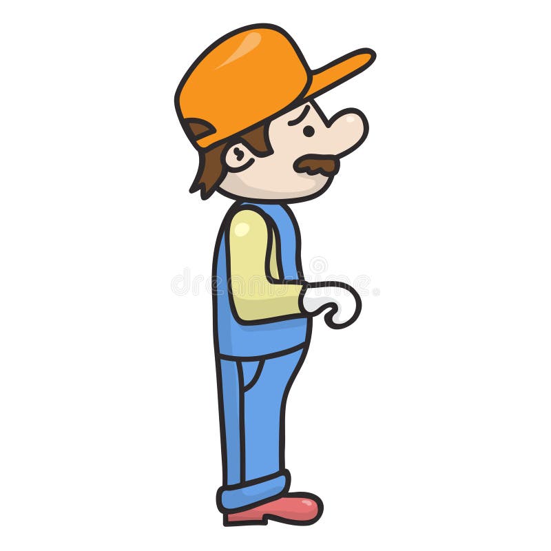 Worker in a Uniform with Orange Baseball Cap Stock Vector ...