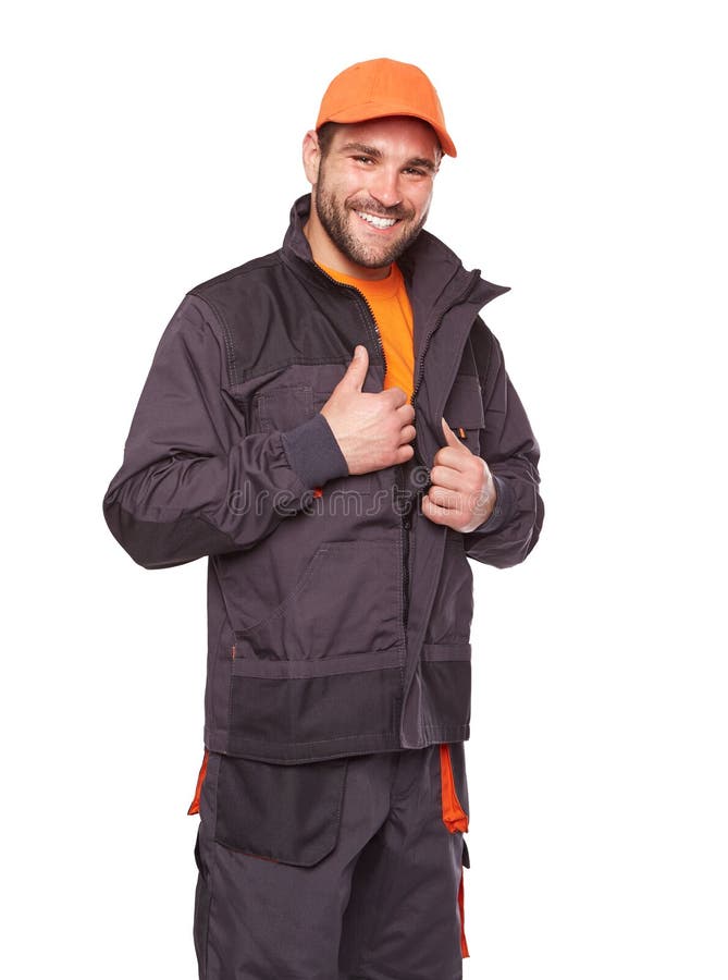 Worker in Red Uniform at Work in Warehouse Stock Photo - Image of ...