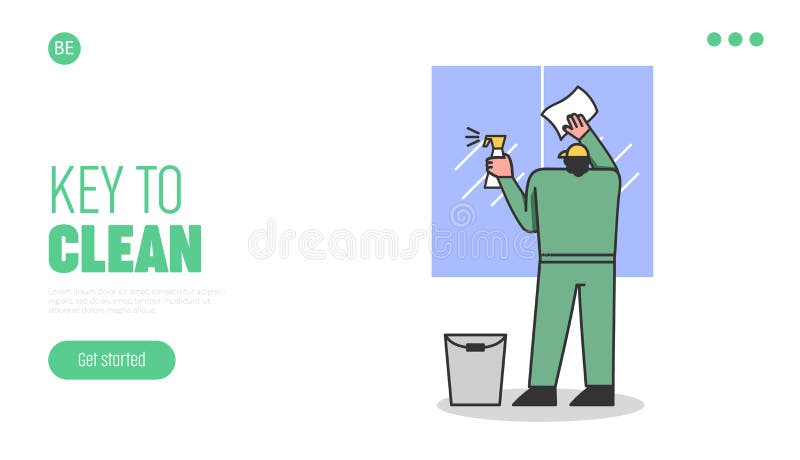 Man Cleaning Facade Windows Stock Illustrations – 127 Man Cleaning ...