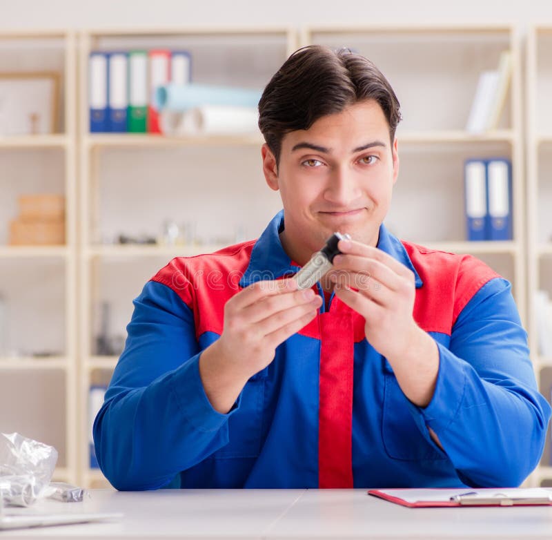 Worker in Uniform Working on Project Stock Image - Image of ...