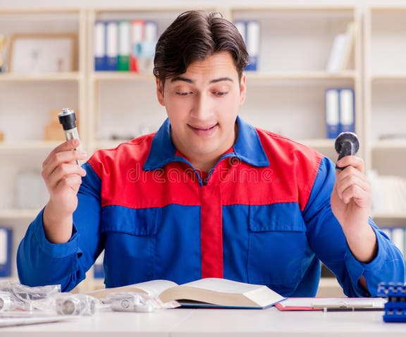 Worker in Uniform Working on Project Stock Photo - Image of manual ...