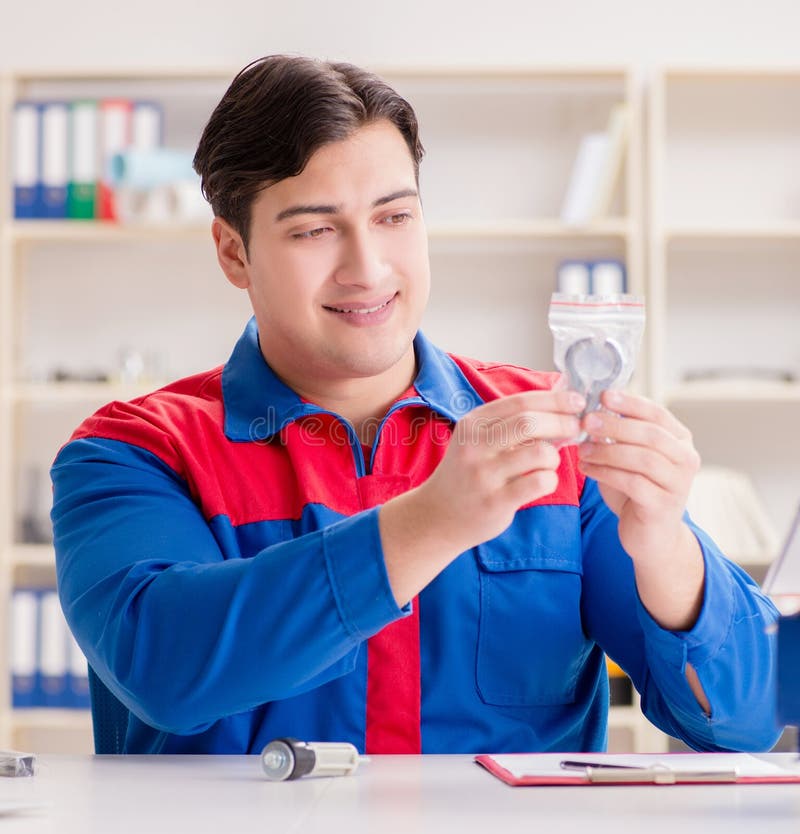 Worker in Uniform Working on Project Stock Photo - Image of employee ...