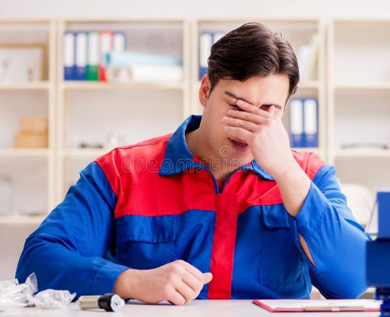 Worker in Uniform Working on Project Stock Image - Image of ...