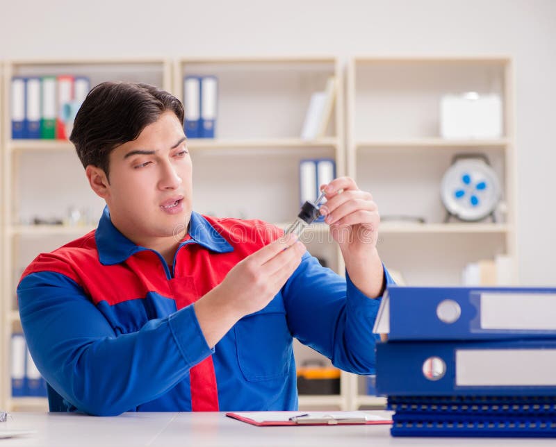 Worker in Uniform Working on Project Stock Photo - Image of foreman ...