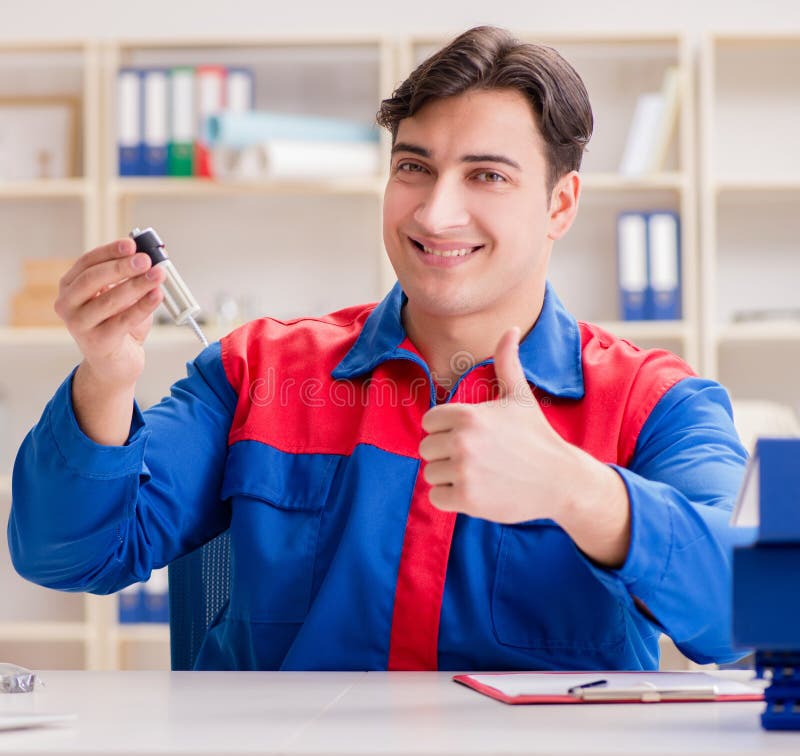Worker in Uniform Working on Project Stock Image - Image of innovation ...