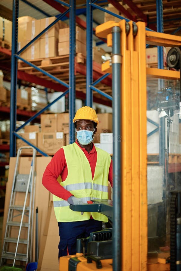 Worker in Uniform Working on Warehouse Stock Image - Image of male ...
