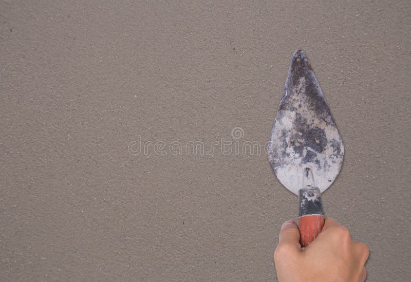 Worker Use Trowel Plastering Concrete at Wall Stock Image - Image of ...