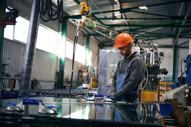 Worker Uses Special Tools for Working with Glass Stock Photo - Image of ...
