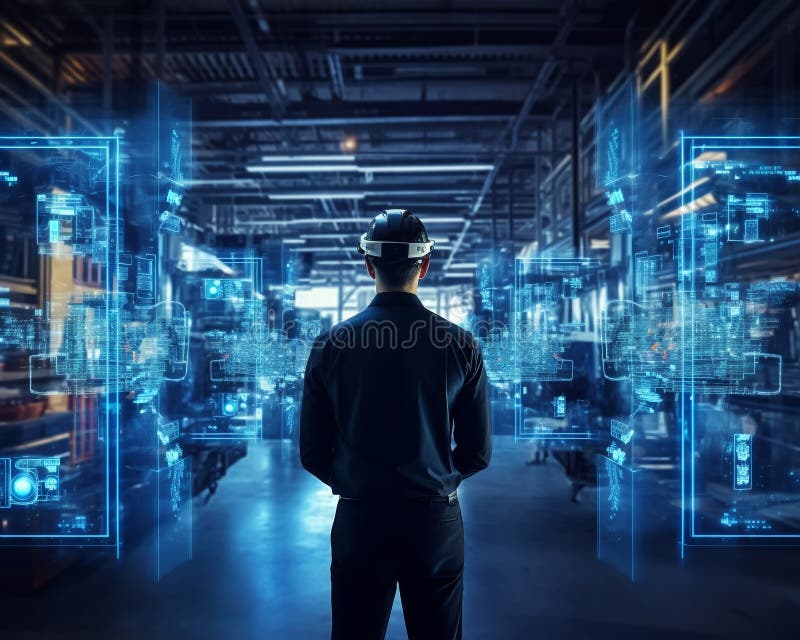 Worker Uses Virtual Reality Mixed with Artificial Intelligence. Created ...