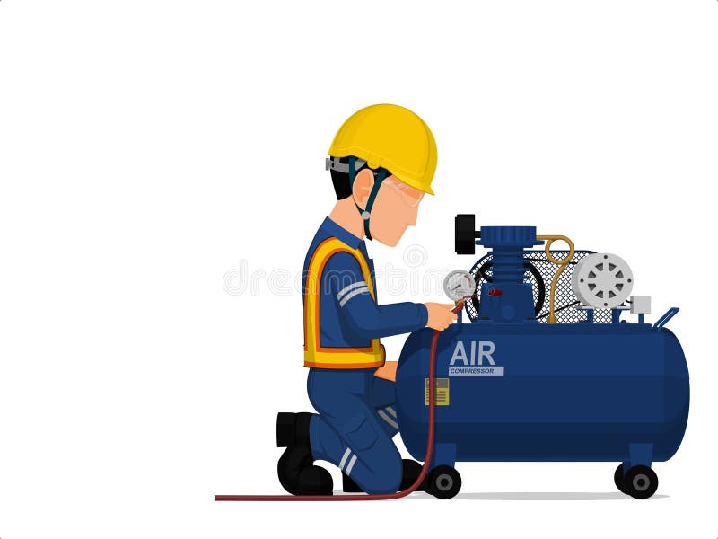 Worker is Using Ait Compressor Stock Vector - Illustration of hardware ...