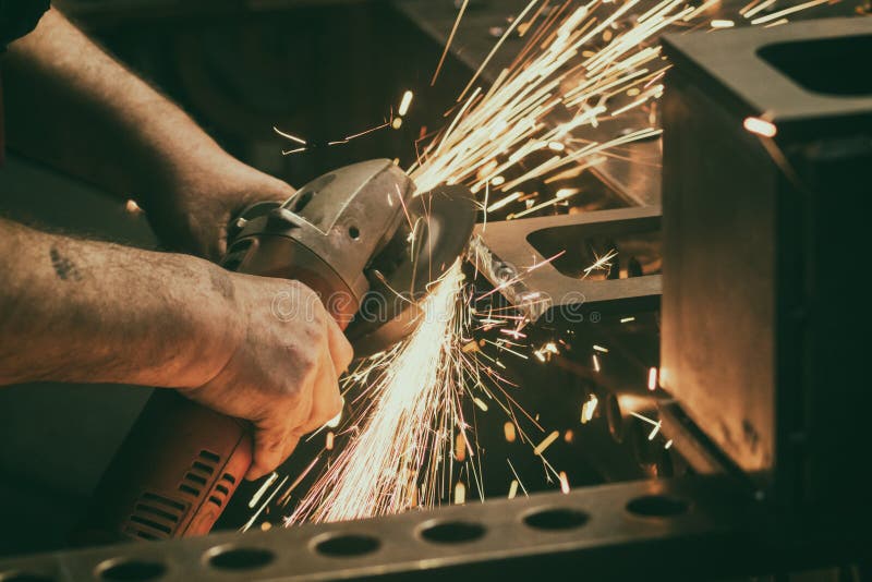 Worker Using Electric Grinder Stock Image - Image of electric, circle ...