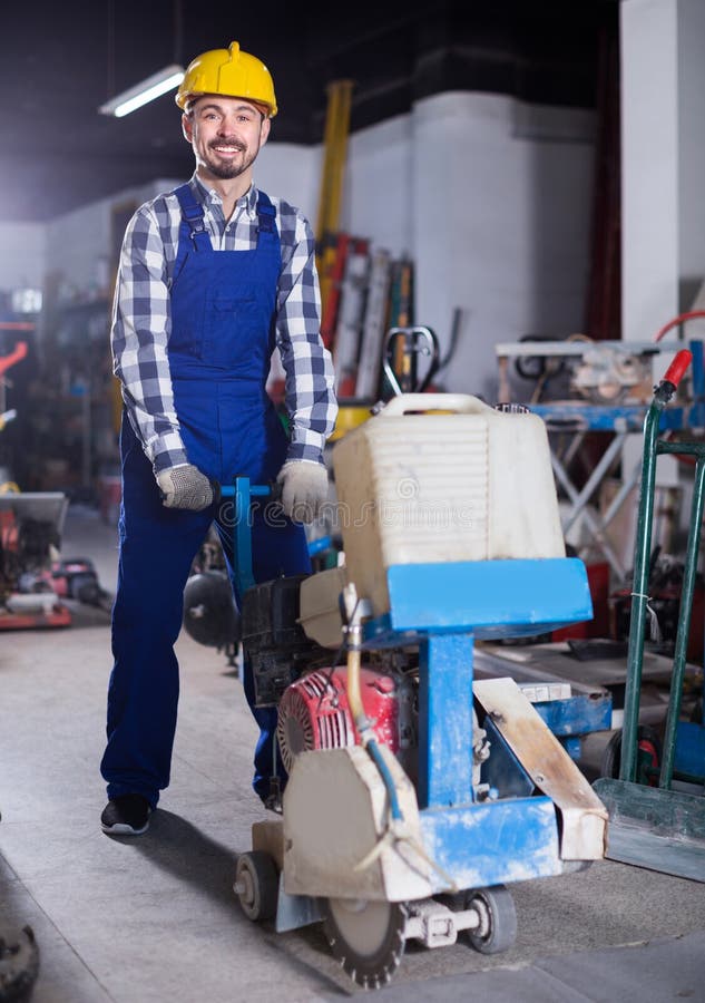 Worker is Using Gas Saw for Construction Work Stock Image - Image of ...