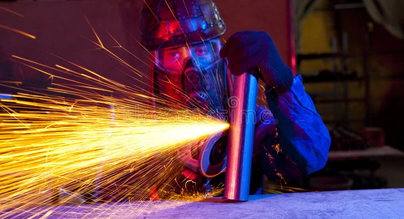 Worker using a grinder stock image. Image of skill, fabricate - 116877759