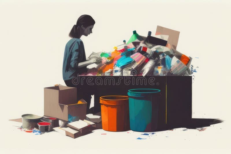 Worker Using Heavy Machinery To Sort through Large Piles of Garbage at ...