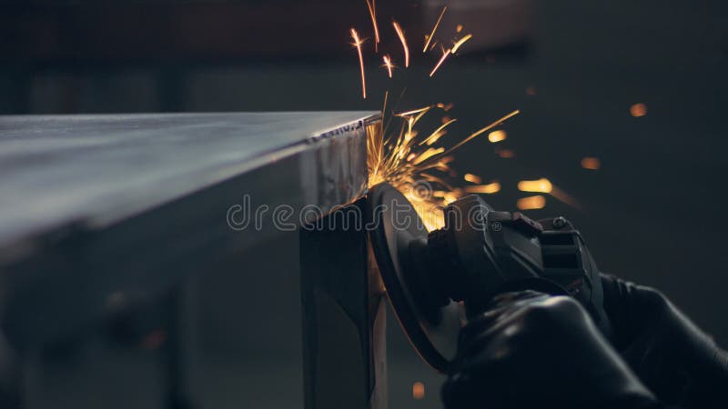 Worker Using Industrial Grinder Stock Image - Image of factory ...