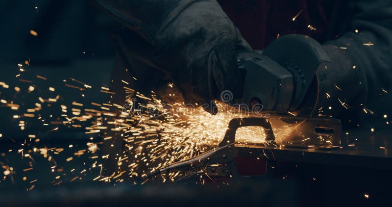 Worker Using Industrial Grinder Metalwork Industry Stock Image - Image ...