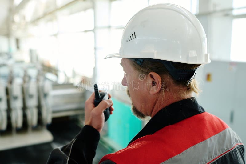 Worker Using Radio Set in His Work Stock Image - Image of communication ...