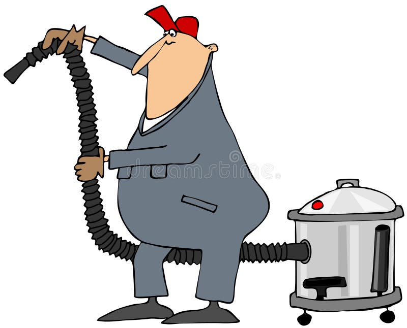 Worker using a shop vacuum stock illustration. Illustration of ...