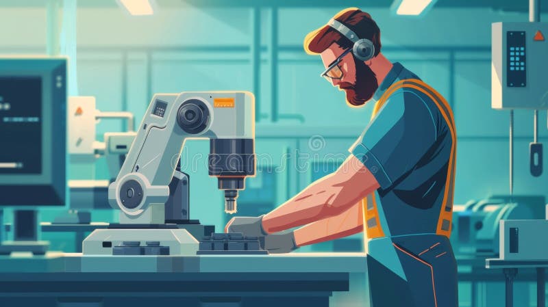 A Worker Using a Specialized Tool with Adjustable Settings ...