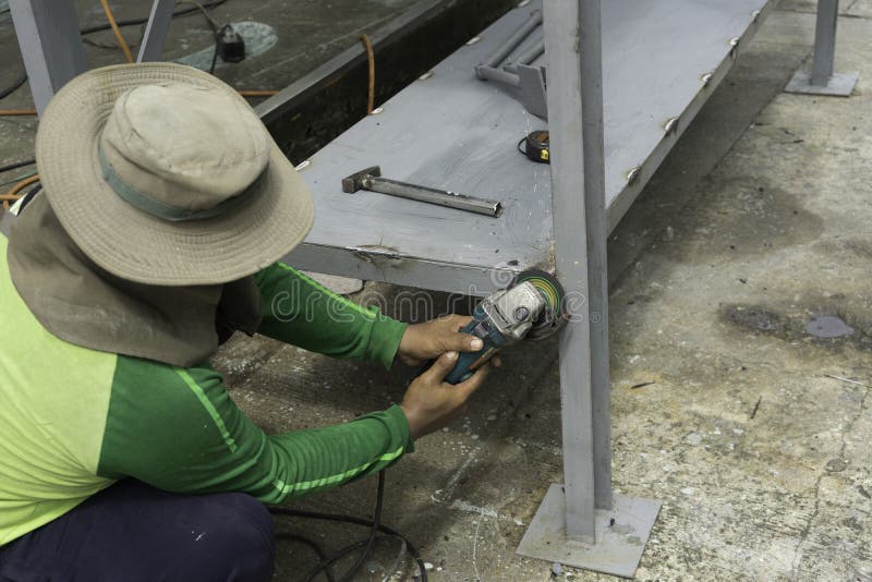 A Worker is Using Steel Grinding Stock Image - Image of technology ...