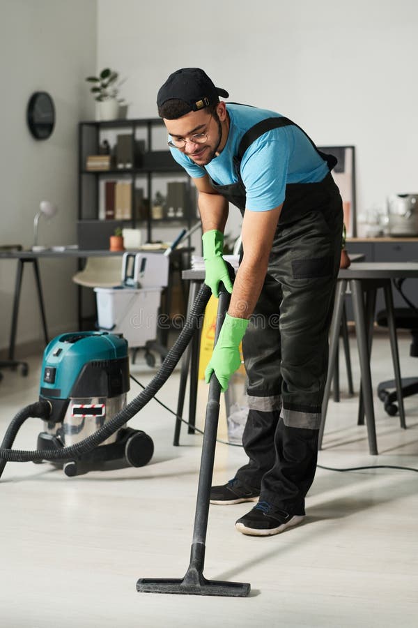 Worker Vacuuming Floor in Office Stock Photo - Image of professional ...