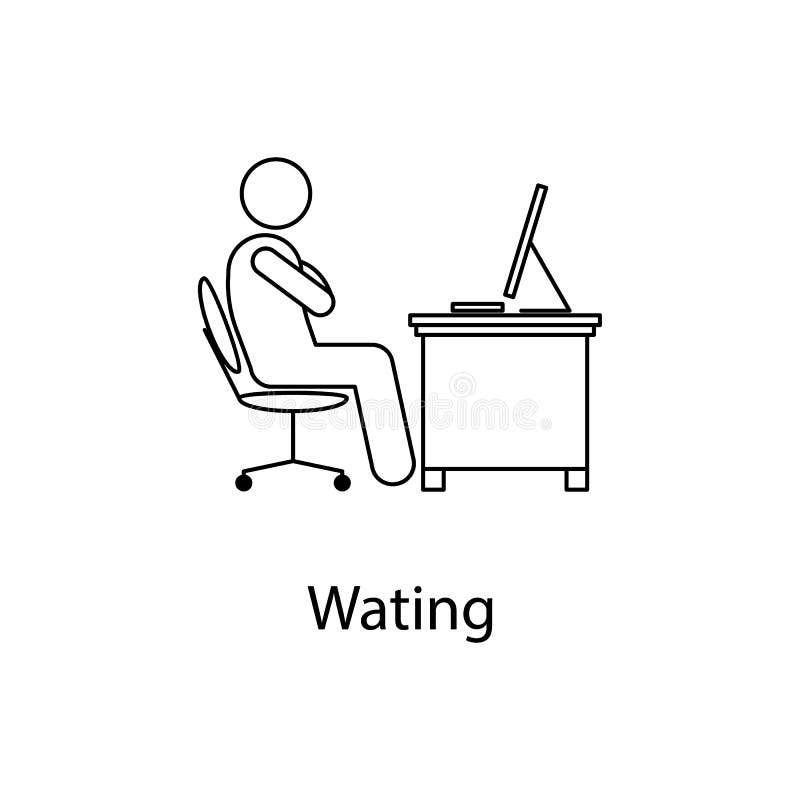 Worker is Waiting Icon. Element Man in Front of a Computer in the ...