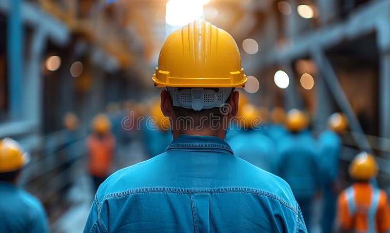 A Worker Walks Along the Work Area, Rear View. Stock Photo - Image of ...