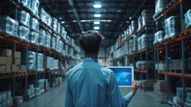 The Worker in Warehouse. AI Generated Stock Photo - Image of factory ...