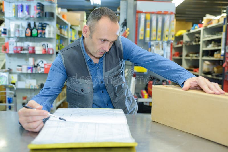 Worker in Warehouse Checking List Stock Photo - Image of technology ...