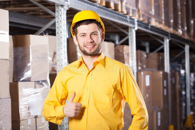 Happy warehouse worker stock image. Image of chemicals - 37867431